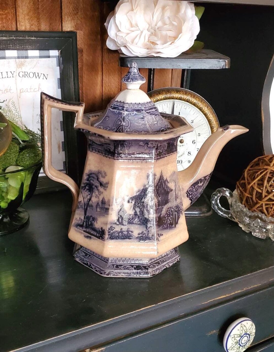 SALE ANTIQUE J Clementson Ironstone Tillenberg Pattern 10 Inch Tea Pot ...