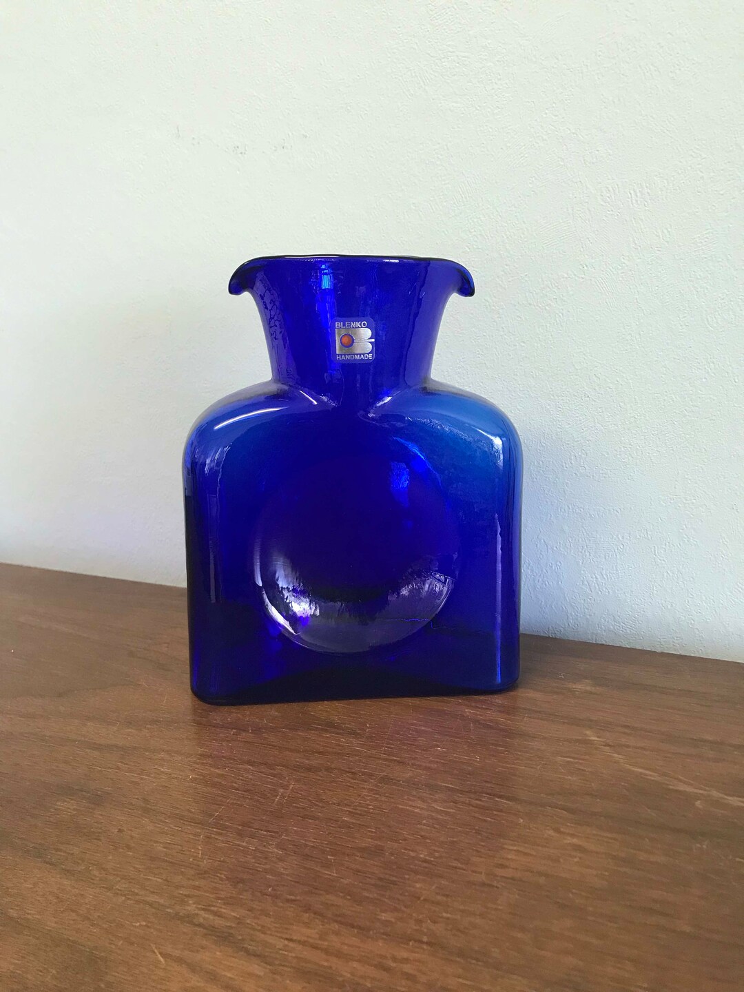 Beautiful Cobalt Blue Blenko Glass Water Bottle Jar Decanter - Etsy