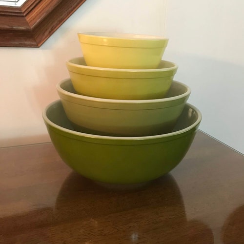 Full Set 4 of PYREX VERDE Mixing Bowls Vintage Pyrex Mixing - Etsy