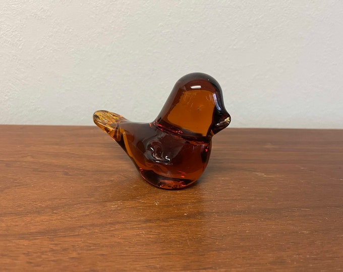 Vintage Amber Glass Bird Figurine Paperweight - Viking Glass? - Etsy