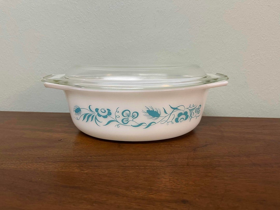 Vintage Pyrex Turquoise Blue Meadow 043 Promo Casserole Dish With Lid ...