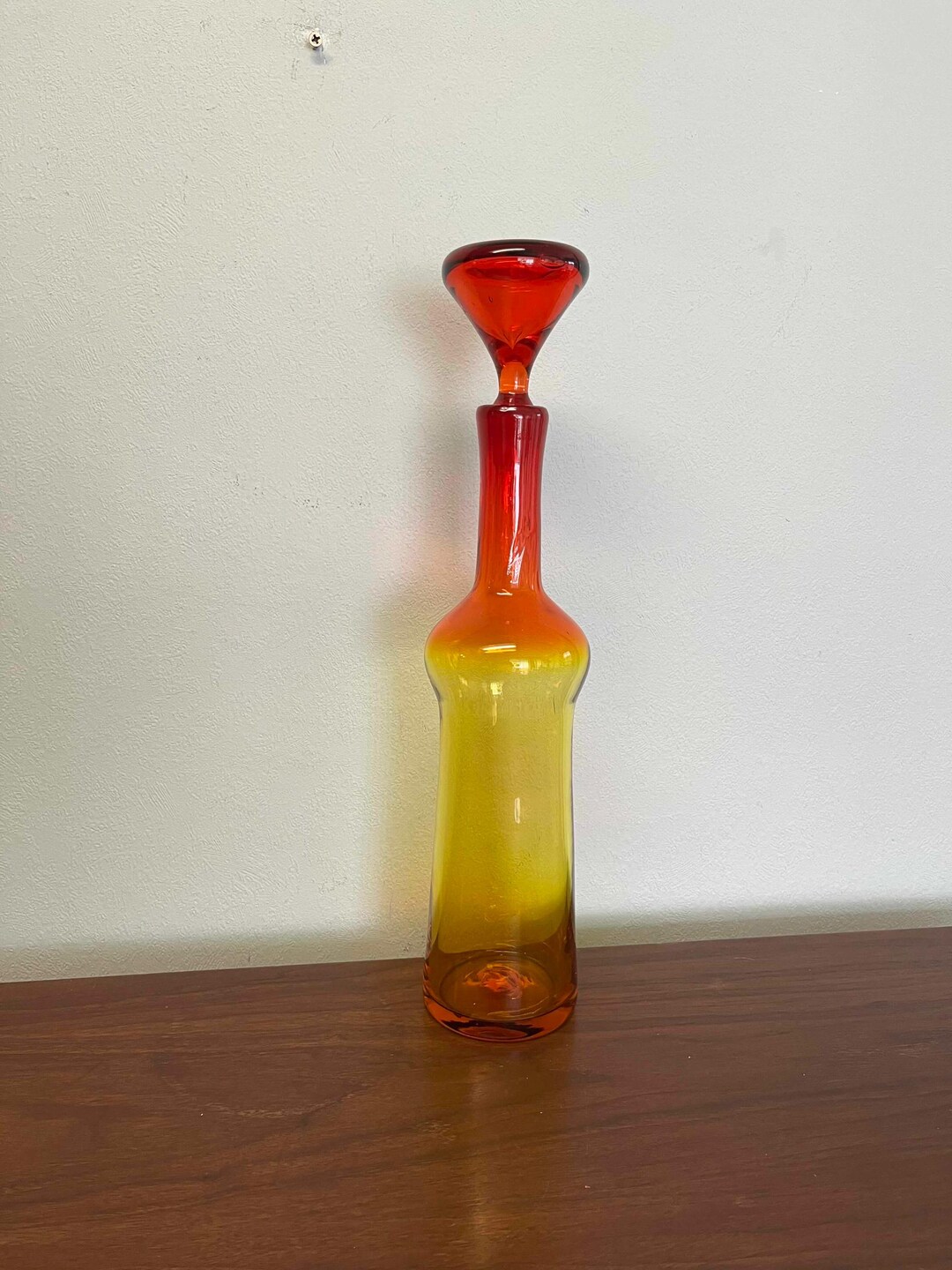 Vintage Mid Century Blenko Tangerine Glass Decanter - 7036 - Etsy