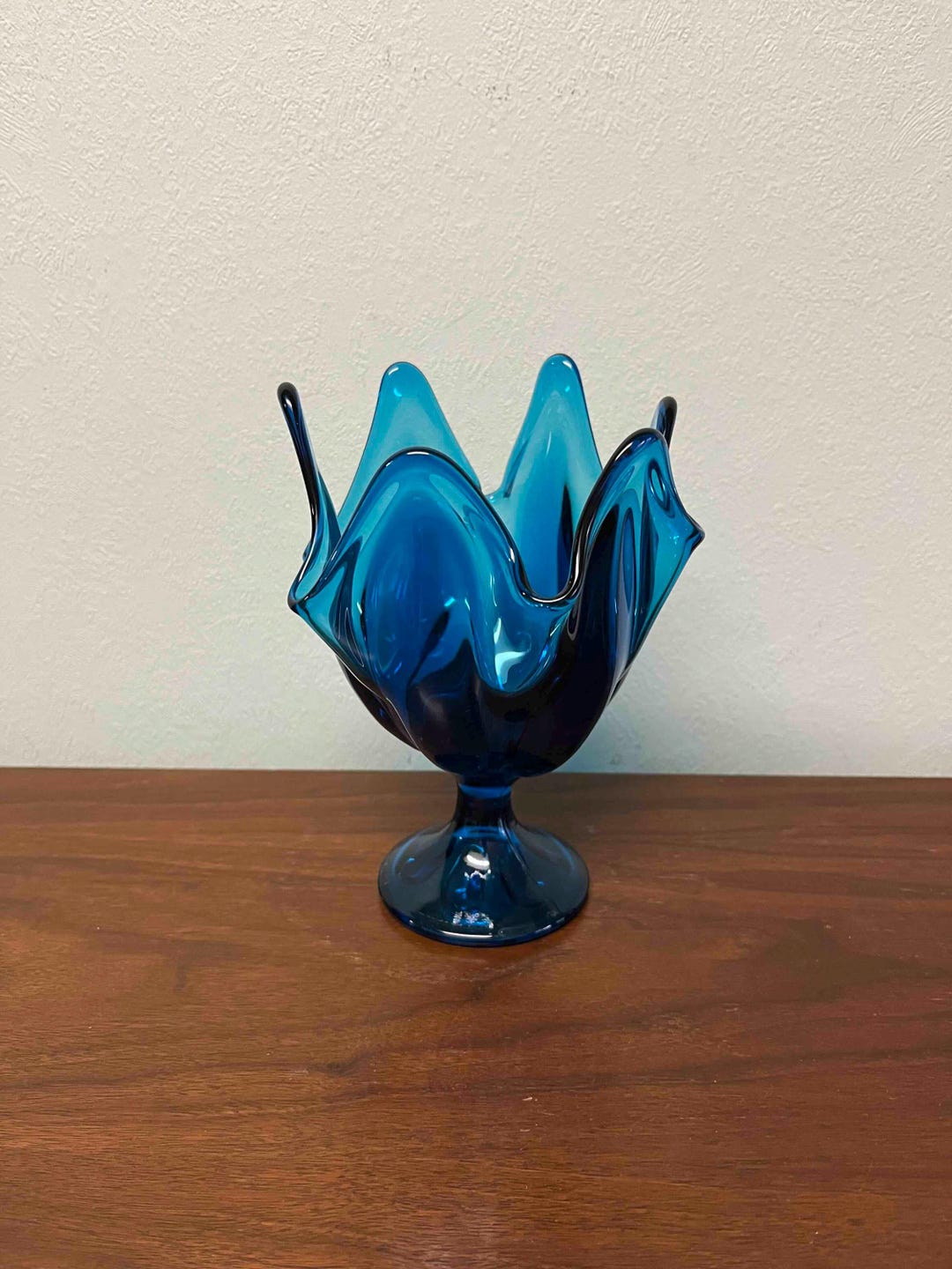Vintage Viking Epic Blue Bluenique Glass Vase - 1436 - Etsy
