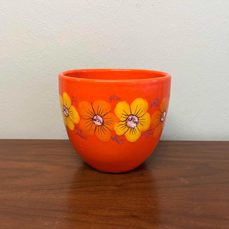 Orange Mid Century Plant Pot - Etsy