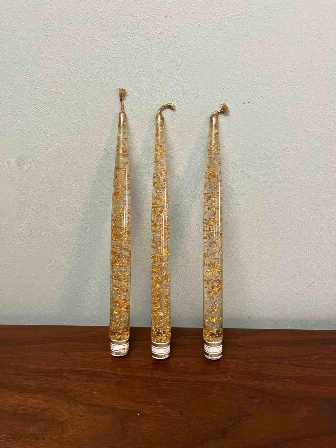 Vintage Acrylic Lucite Gold Flaked Decorative Candles - Set of 3 - Etsy