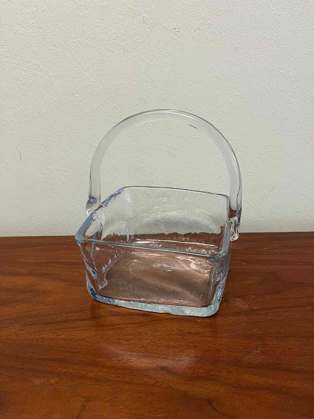 Vintage Blenko Clear Crystal Glass Basket - 7914 - Etsy