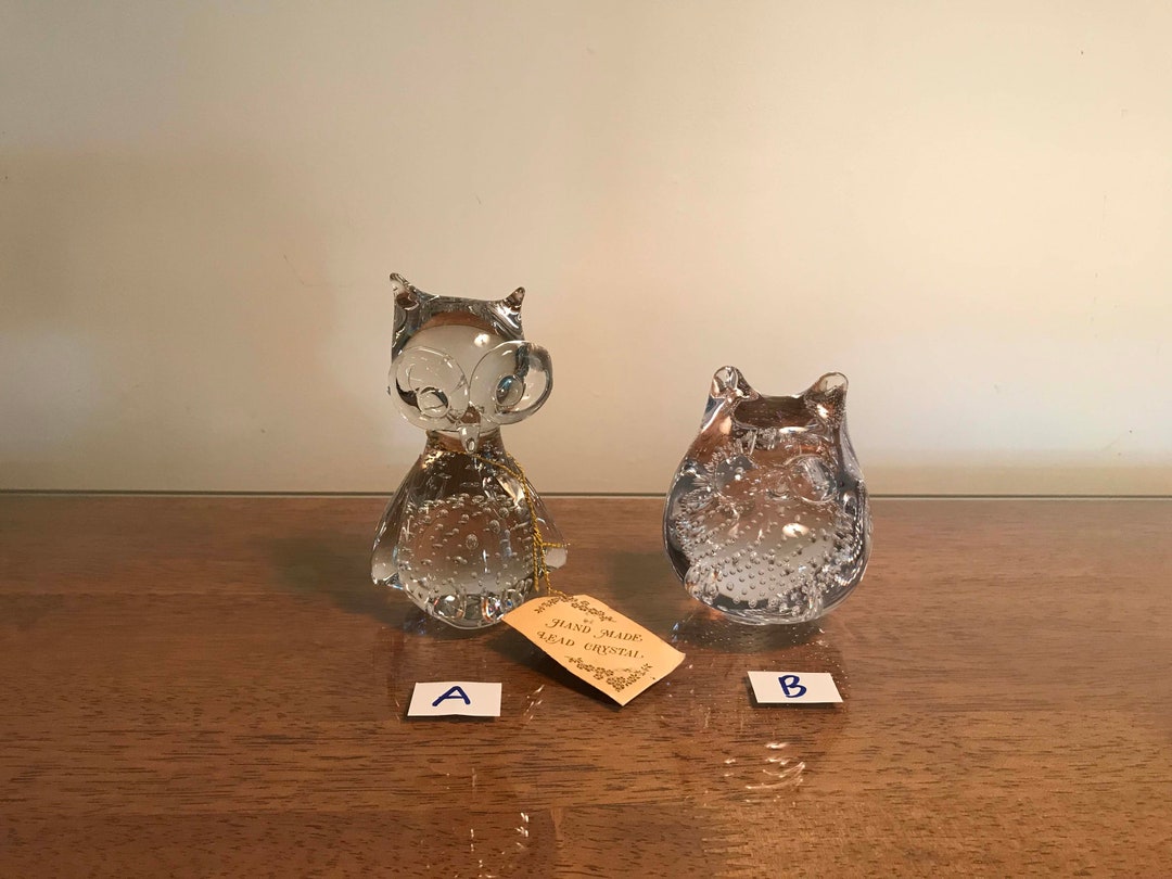 Vintage Clear Glass Controlled Bubble Owl Figurines Choose A - Etsy