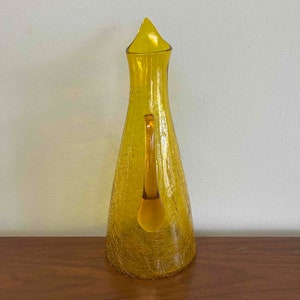 Vintage Blenko Jonquil Crackle Glass Pitcher Vase 976 - Etsy