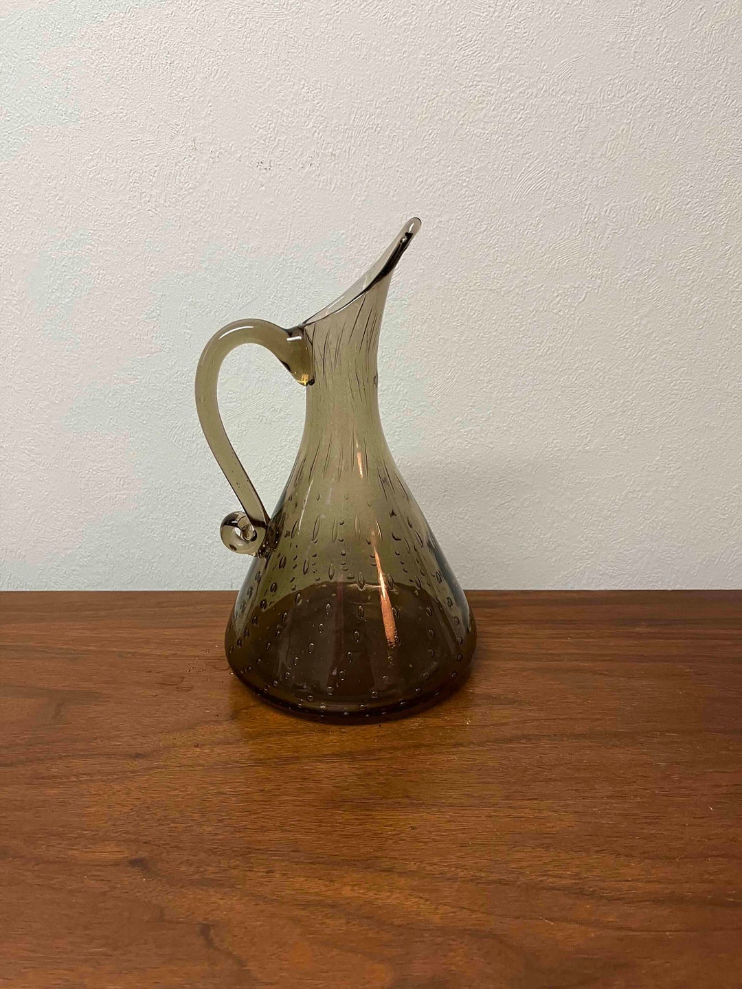 Vintage Rainbow Art Glass Sutton Gray Air Trap Bubble Pitcher Vase ...