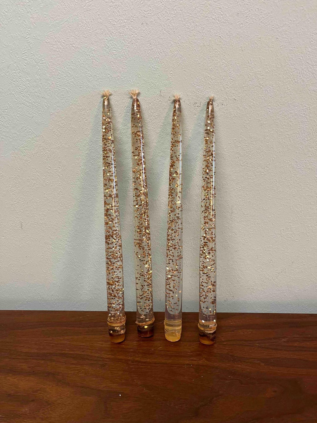Vintage Acrylic Lucite Gold Flaked Decorative Candles - Set of 4 - Etsy
