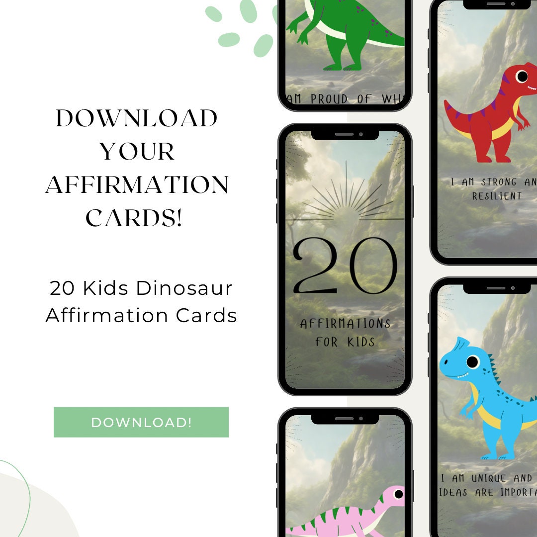 20 Dinosaur Affirmation Cards Digital - Etsy