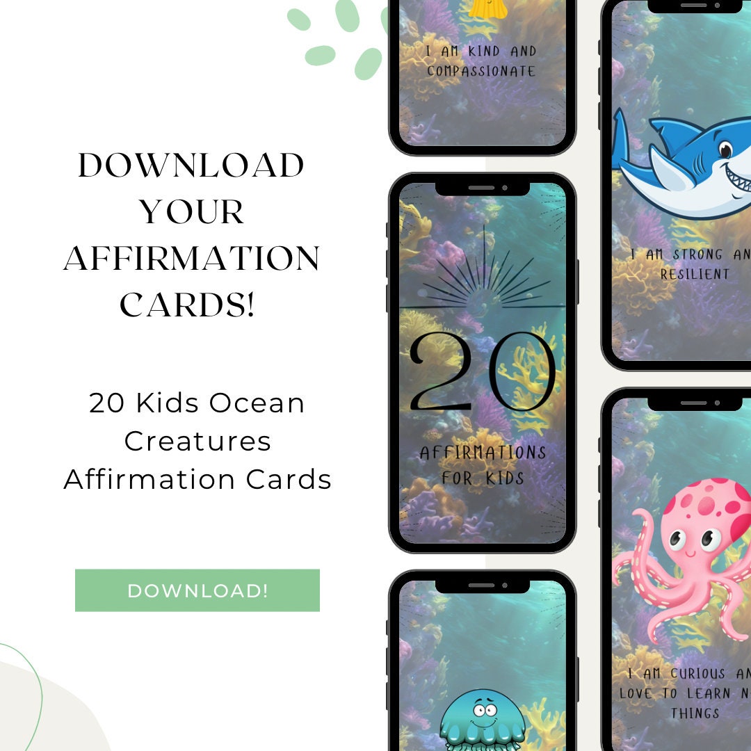 20 Digital Kids Ocean Creatures Affirmation Cards - Etsy