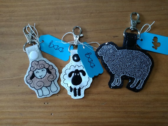 Sheep Keychain Black and White Woolly Sheep Keychain Sheep | Etsy