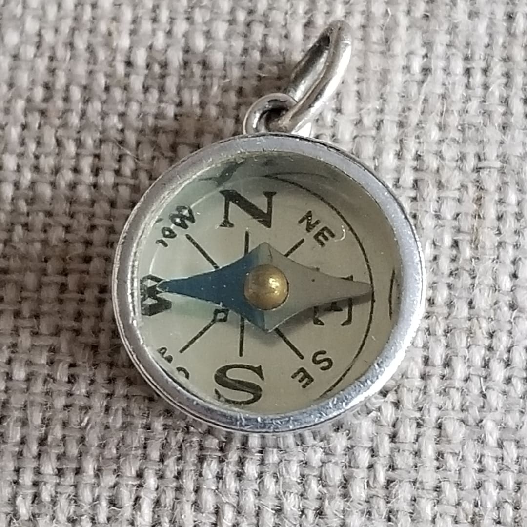 Vintage Sterling Silver COMPASS Charm by WELLS - Etsy