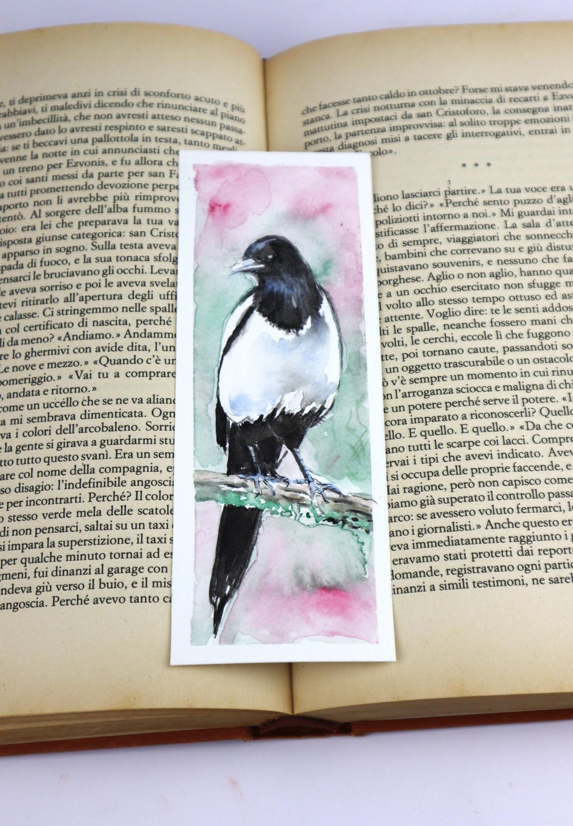 Magpie Thief Watercolor Bookmark - Birds Painting on Bookmark - Gift ...