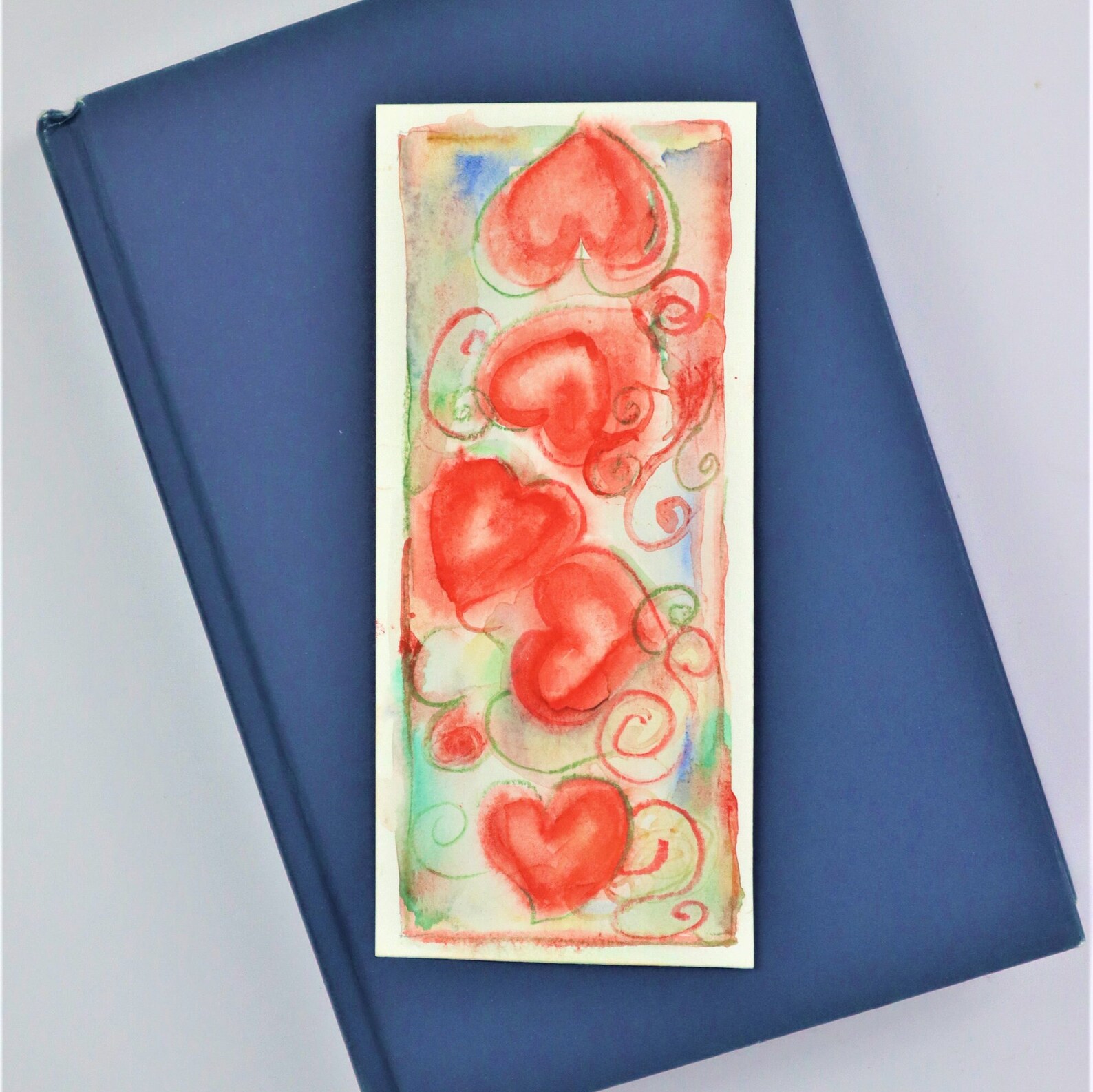Two Bookmarks Hearts - Original Watercolor Bookmarks - Heart Hand ...