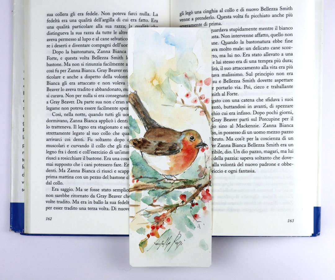 Robin Watercolor Bookmark - Painting of Birds on Bookmark - Gift for ...