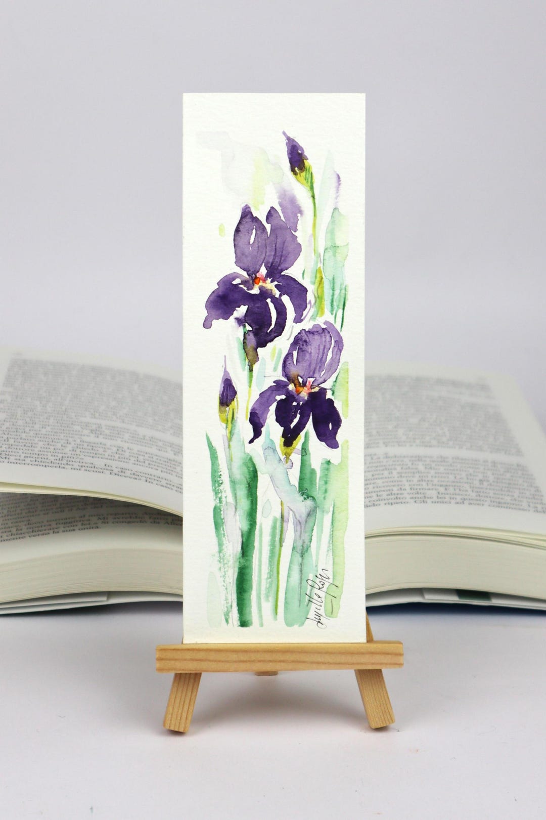 Iris Bookmark - Iris Watercolor Painting on Bookmark - Gift for Women ...