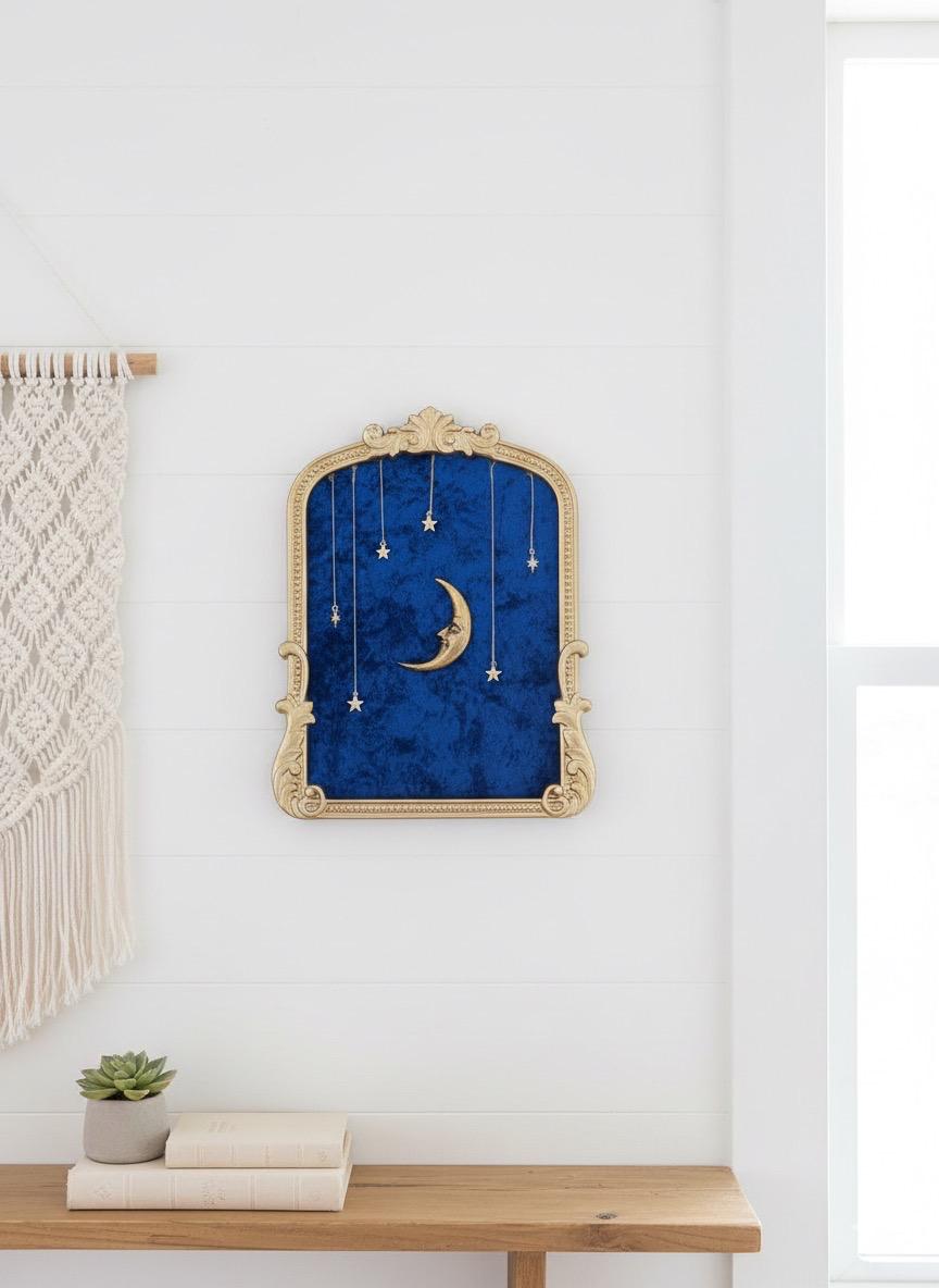 Whimsigoth Celestial Crescent Moon Frame Wall Hanging, Man in the Moon ...