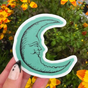 Whimsigoth Moon Face Sticker: Vintage Celestial Art, Astrology Decal - Etsy