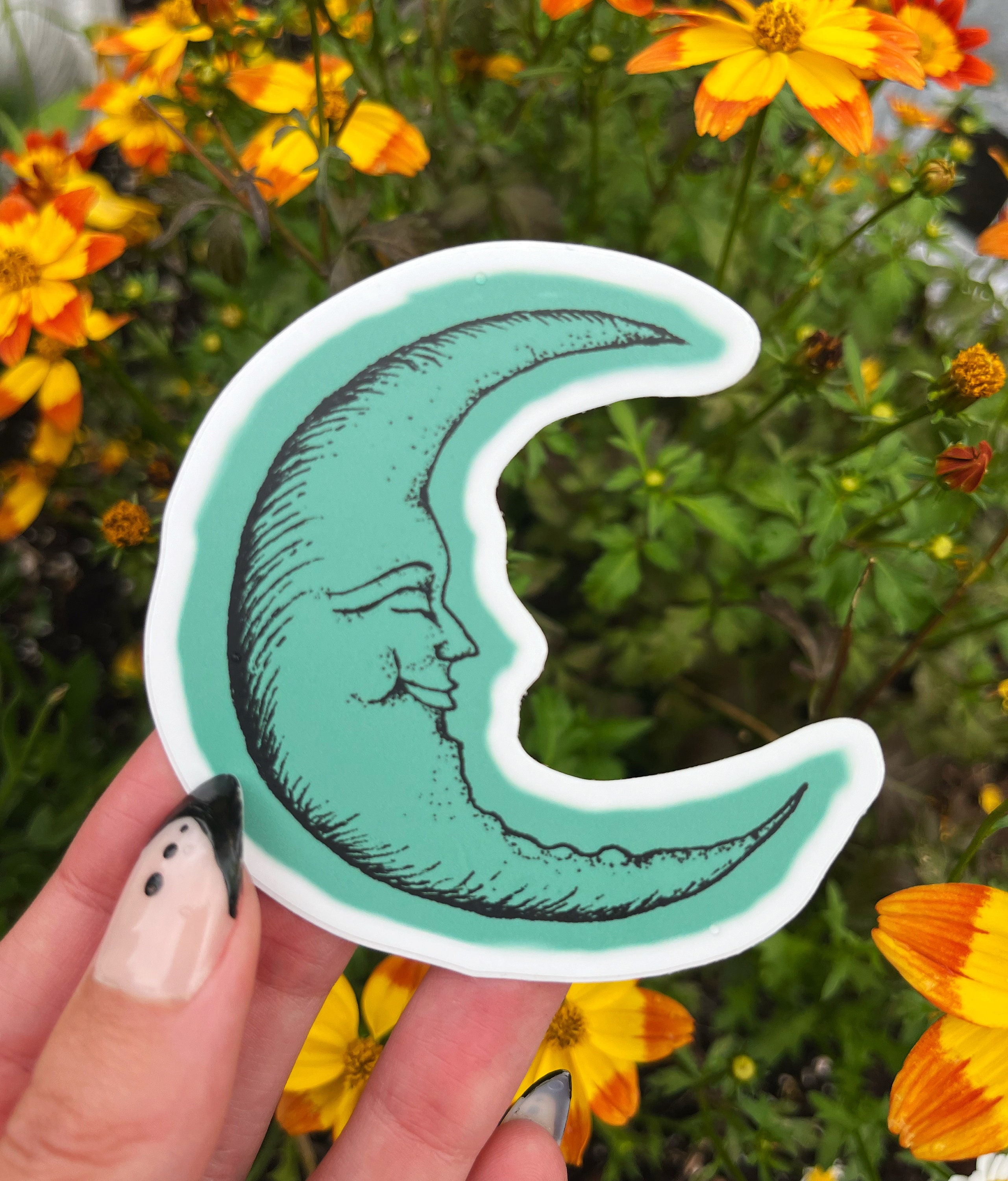 Whimsigoth Moon Face Sticker: Vintage Celestial Art, Astrology Decal - Etsy