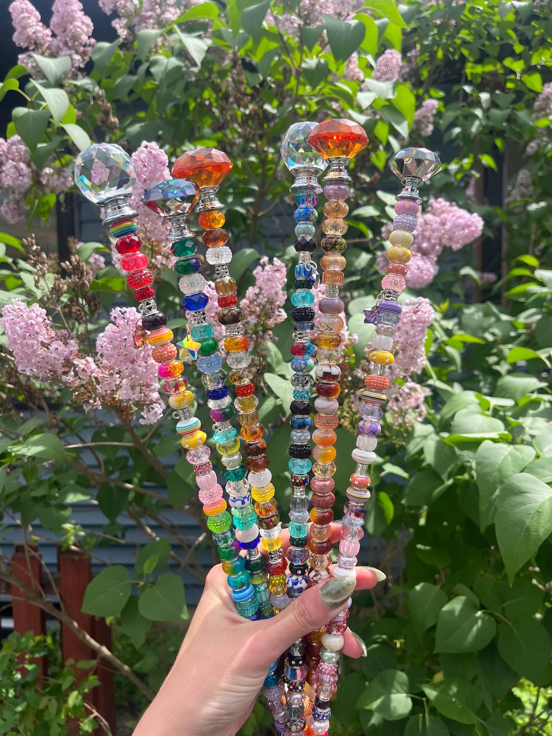 Handmade Fairy Wands With Glass Beads – Colorful Beaded Crystal Wands ...