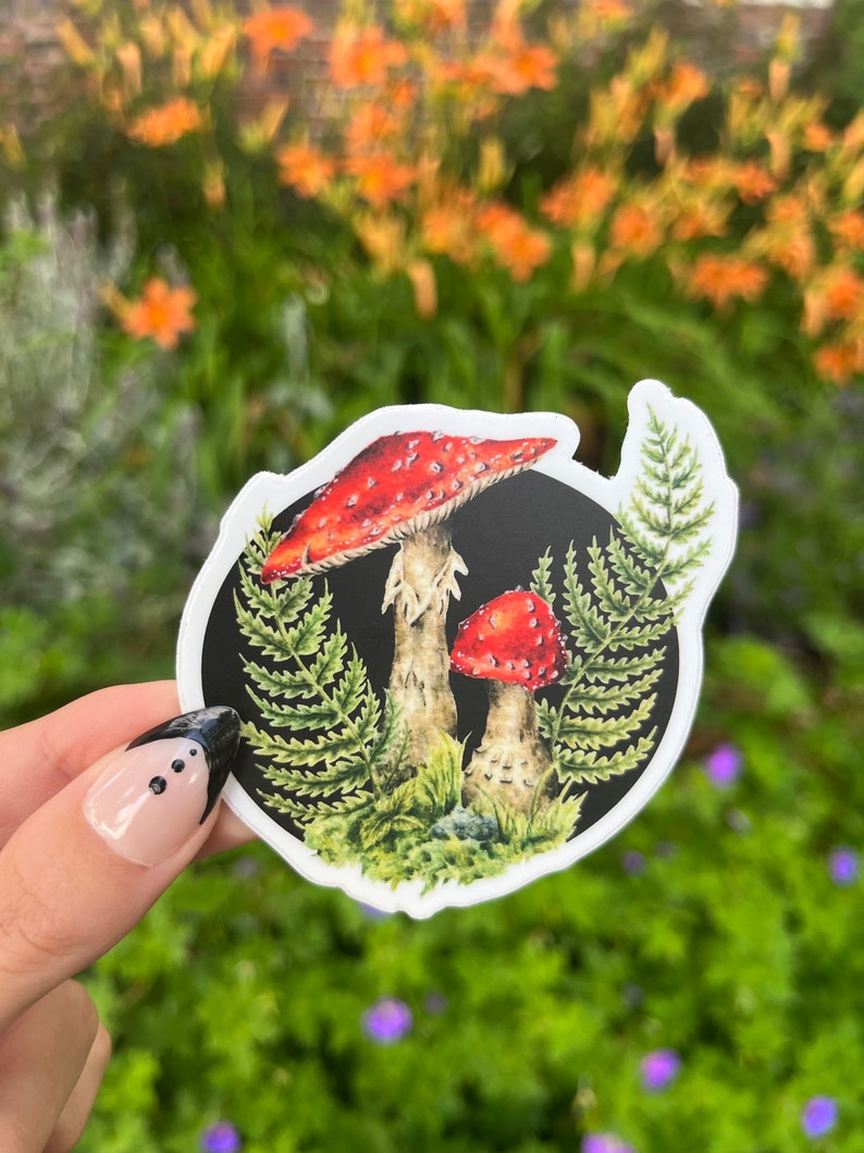 Cottagecore Mushroom Sticker, Mycology Decal, Fungi Sticker, Toadstool ...