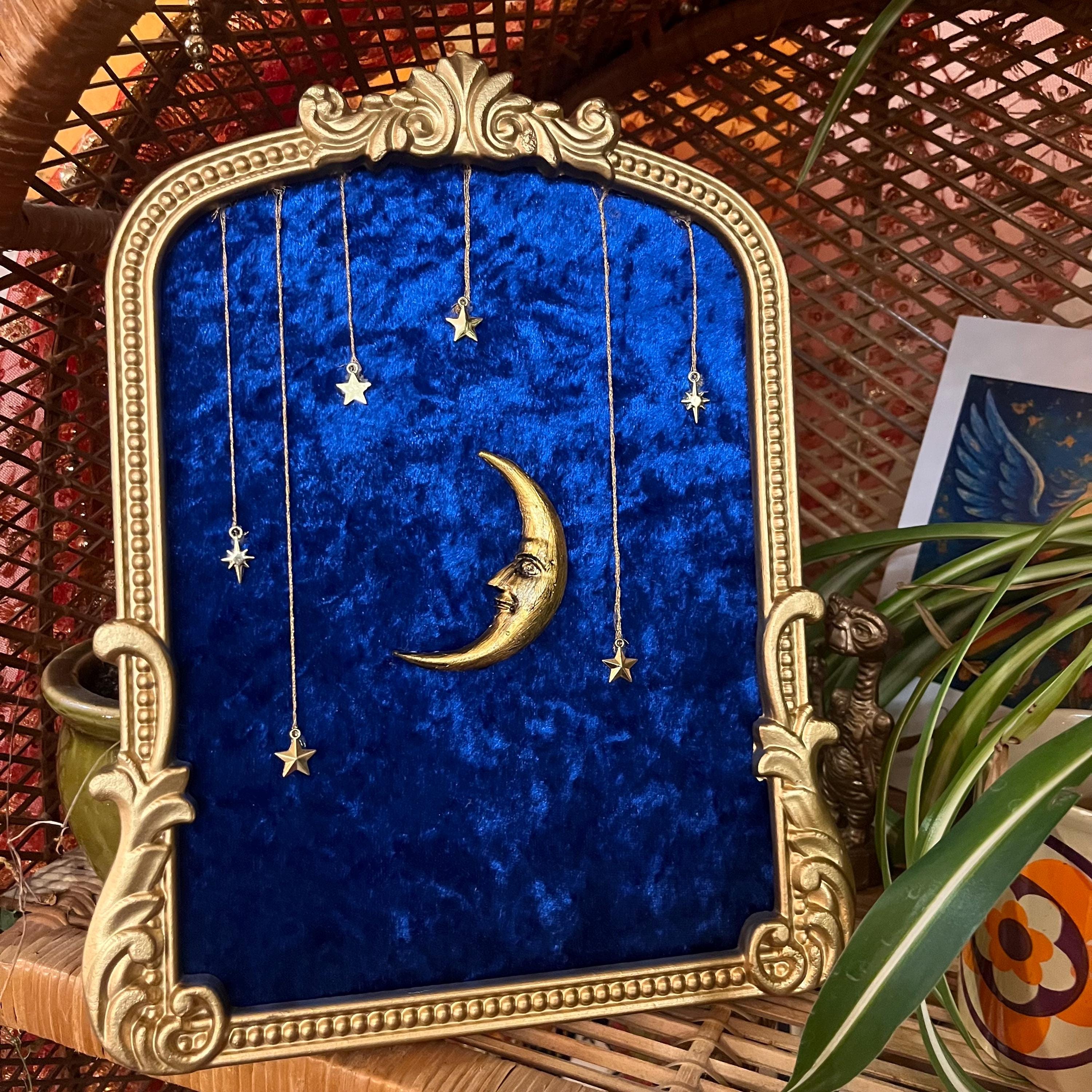 Whimsigoth Celestial Crescent Moon Frame Wall Hanging, Man in the Moon ...