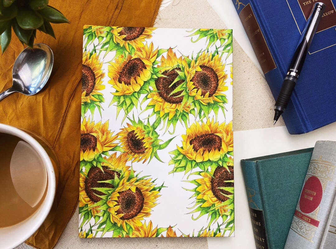 Hardcover Ruled Lined Sunflower Journal | Sunflower Travel Journal ...