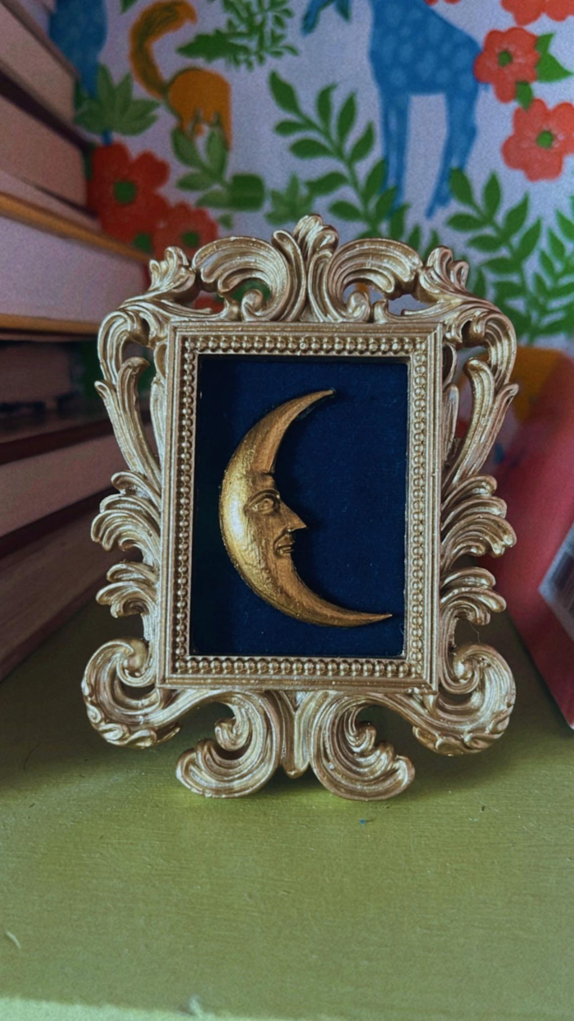 Whimsigoth Celestial Crescent Moon Frame Wall Hanging, Man in the Moon ...