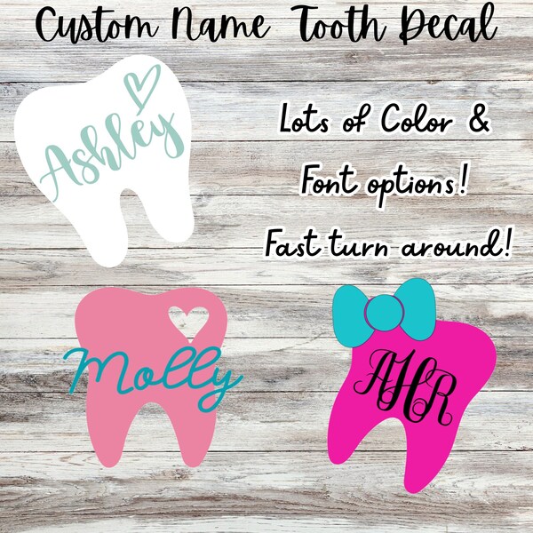 Tooth Decal and Name - Etsy