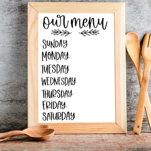 Weekly Menu Vinyl Decal | Weekly Meal Planning MENU Sticker ...