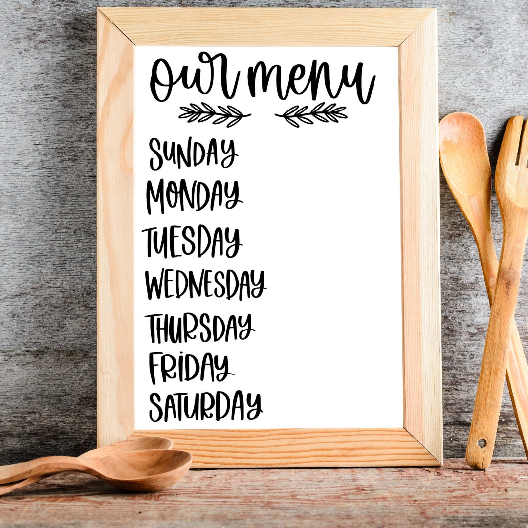 Weekly Menu Vinyl Decal | Weekly Meal Planning MENU Sticker ...