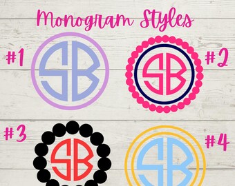 2 Letter Monogram Vinyl Decal, 2 Letter Monogram Sticker, Initials ...