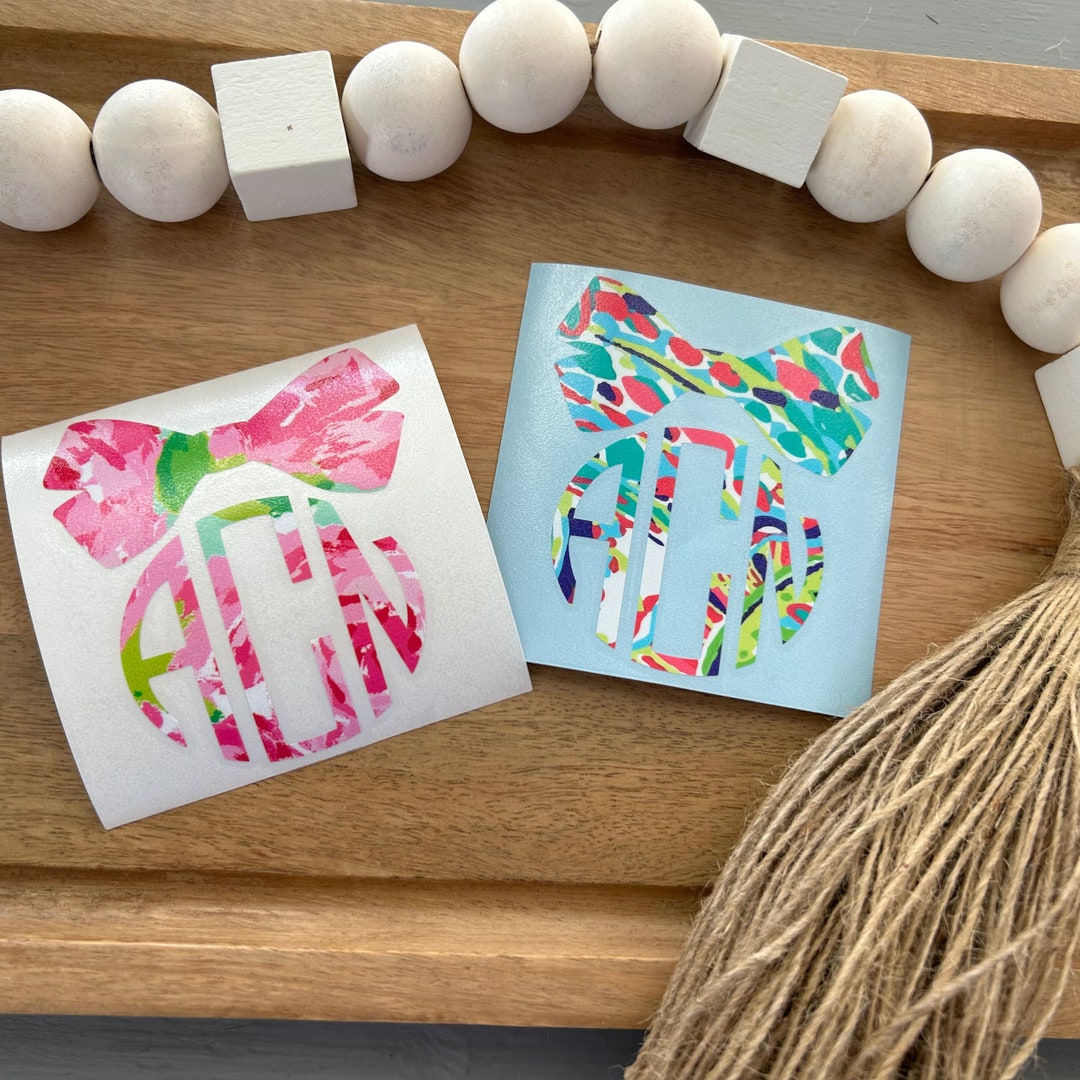 Lilly Inspired Vinyl Decal, Circle Block Monogram, Preppy Monogramed ...