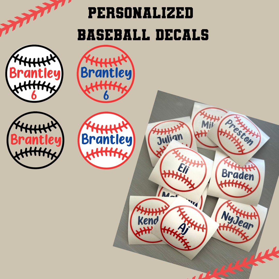 Personalized Baseball Decal, Baseball Player Name Sticker, Baseball ...