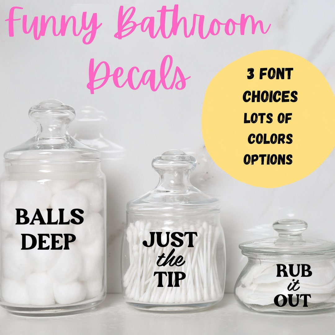 Funny Bathroom Decor Vinyl Decals, Bathroom Humor Labels, Just the Tip ...