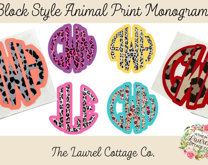 Leopard Print Monogram, Monogram Car Decal, Monogram for Phone, Laptop ...
