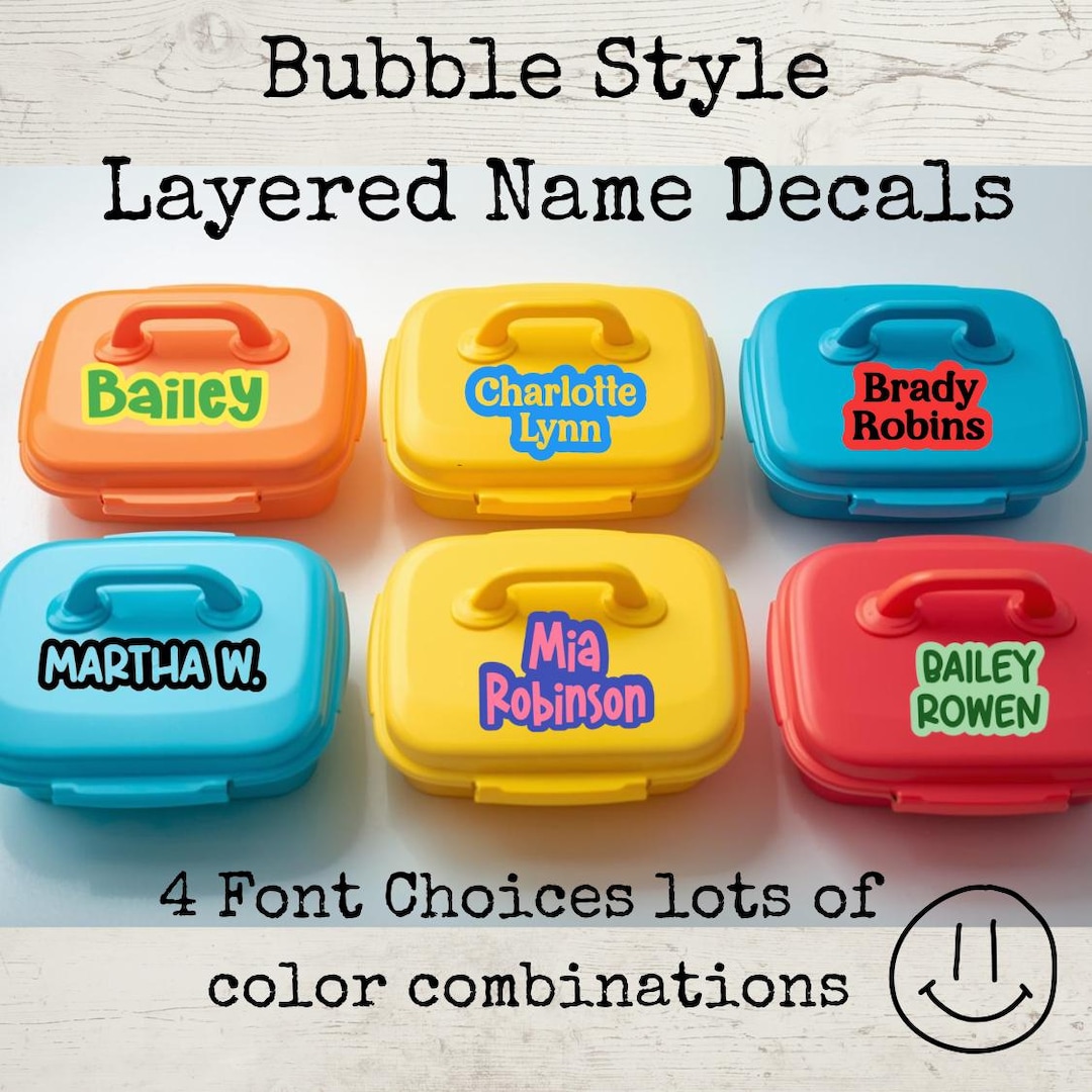 Kids Bubble Style Custom Vinyl Name Decal, Waterproof School Supply ...