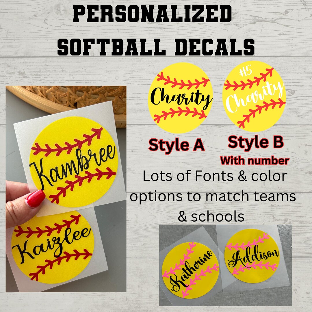 Personalized Softball Decal, Softball Player Decal With Name, Softball ...