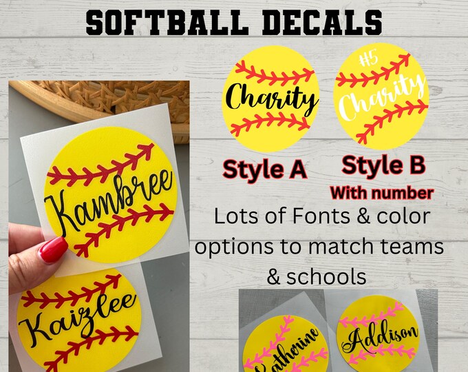 Personalized Softball Decal, Softball Player Decal With Name, Softball ...
