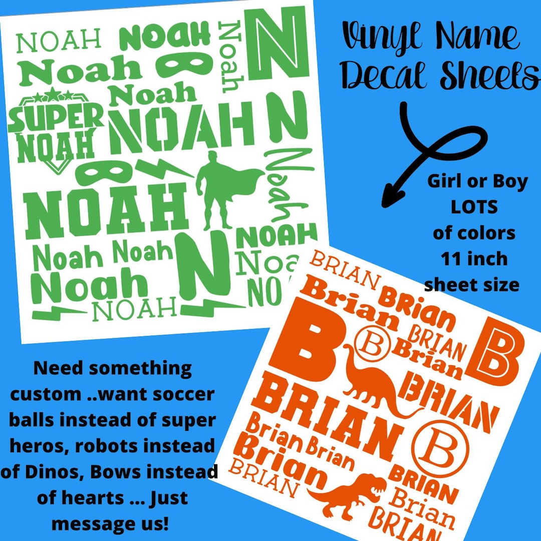 Back to School Name Decals, School Name Sheets, Vinyl Decal Sheets ...