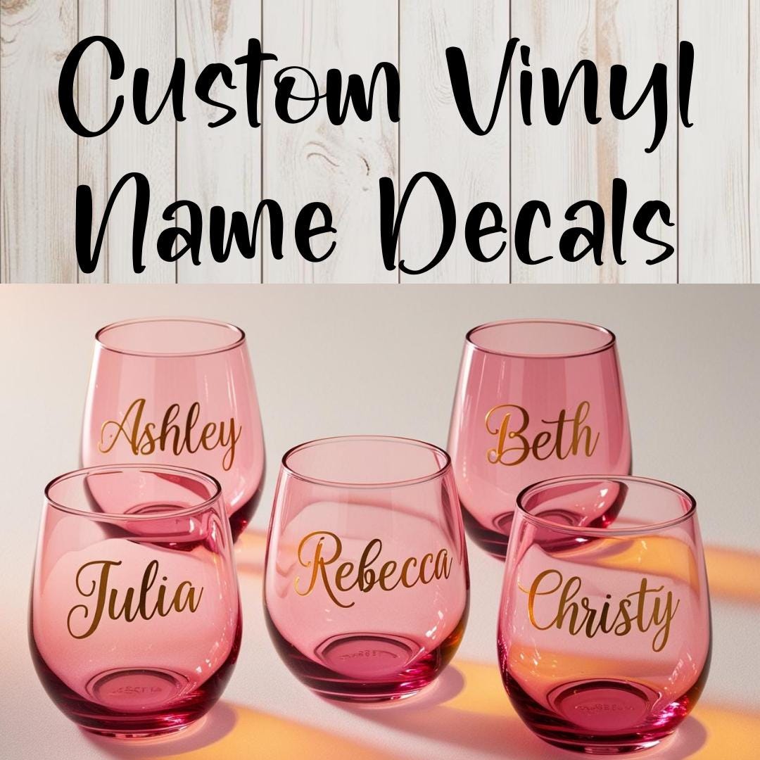 Custom Vinyl Name Decal, Personalized Vinyl Name Stickers, Wedding ...