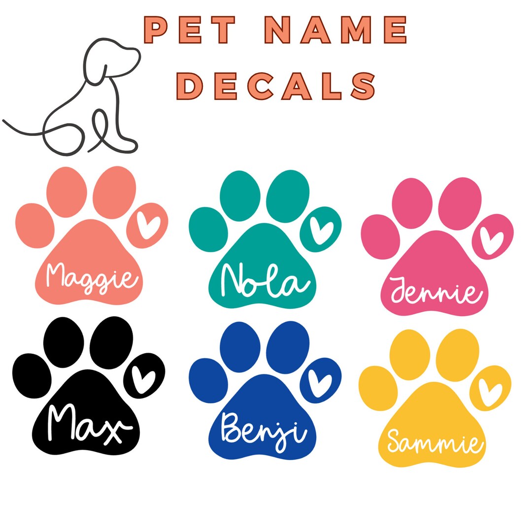 Pet Name Vinyl Decal, Custom Dog Mom Decal, Paw Decal, Paw Print ...