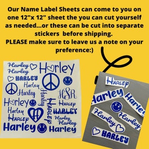 Back to School Name Decals, School Name Sheets, Vinyl Decal Sheets ...