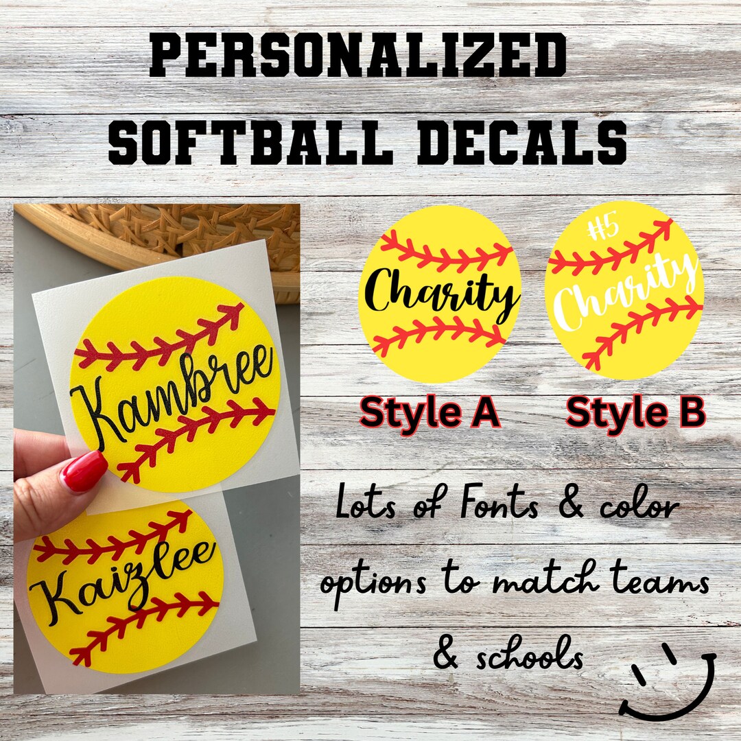 Personalized Softball Decal, Softball Player Decal With Name, Softball ...
