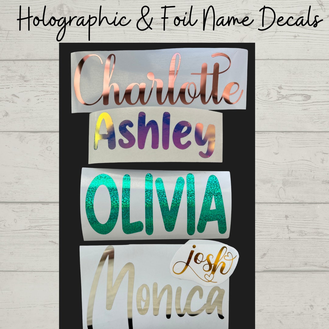 Vinyl Holographic Name Stickers, Foil Name Decals, Water Bottle Name ...