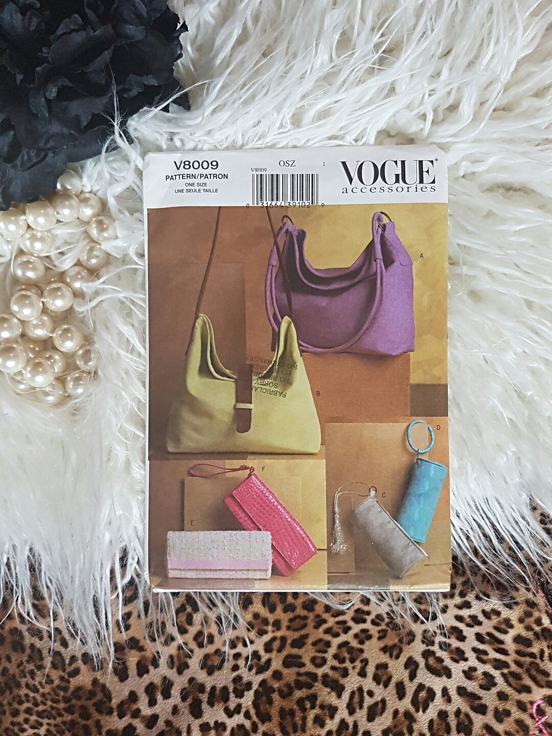 Vogue Sewing Pattern, Handbag, Clutch, Make up Bag, Tote Bag, Purse ...