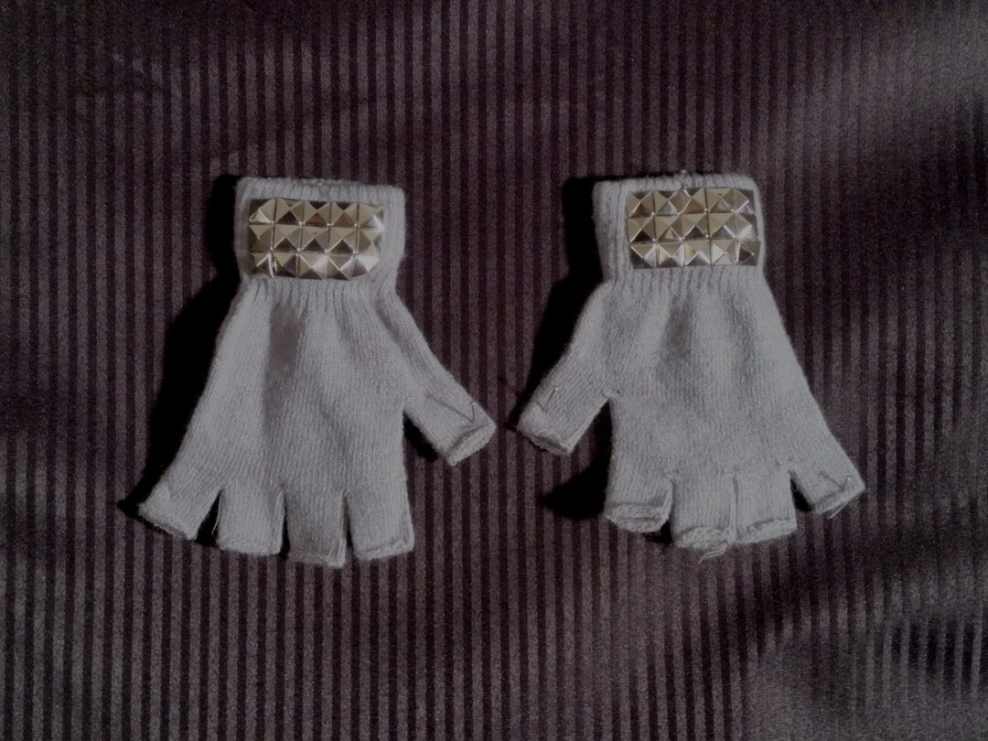 Pyramid Stud Fingerless Glove - Gray - Etsy