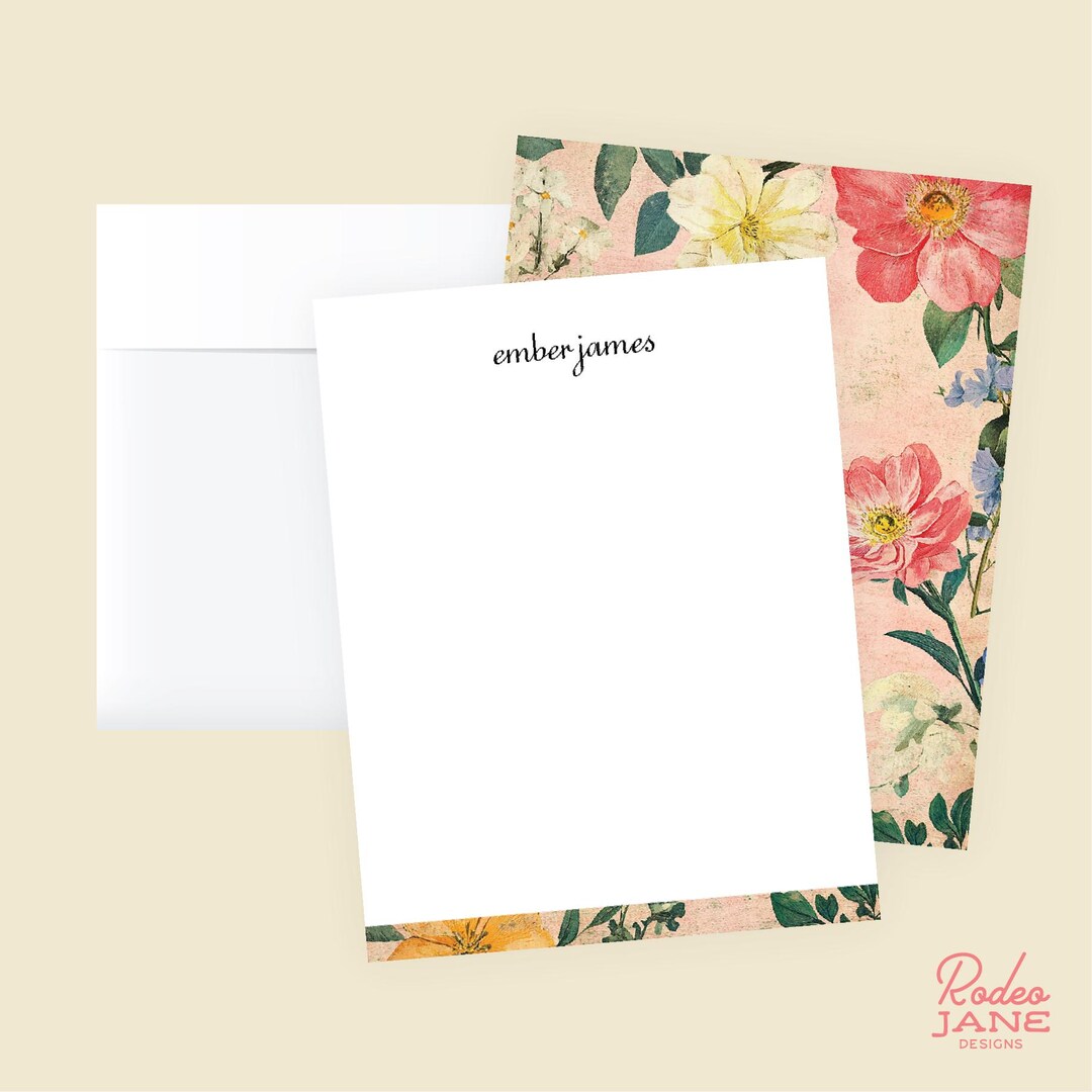 Custom Stationary + Envelops | Personalized Script | Set of 25+ - Etsy
